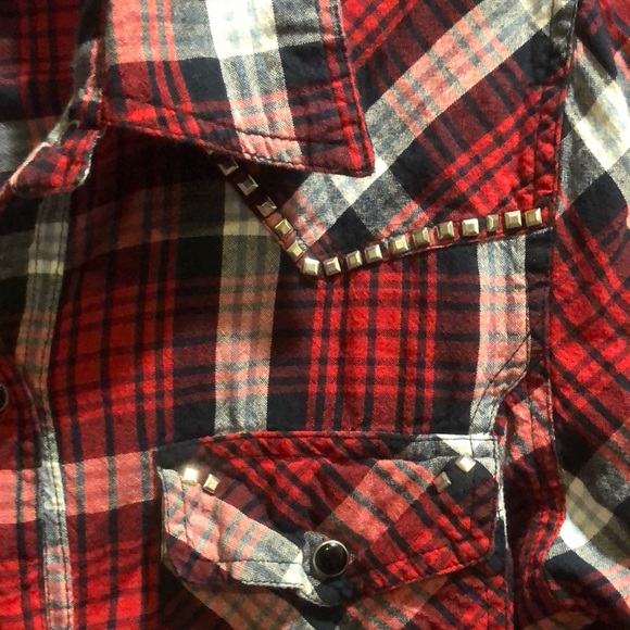 Red Ranch | Tops | Red Ranch Womens M Western Shirt Red Black Plaid ...